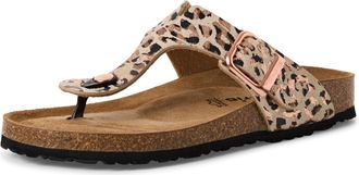Tamaris Zehentrenner TAMARIS CORRA, Damen, Gr. 36, beige (beige, leo), Lederimitat, Schuhe Zehentrenner, Sommerschuh, Schlupfschuh mit angenehmen Zehensteg, T