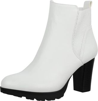 Elara Damen Stiefeletten Ankle Boots Chunkyrayan BZ66019-KB White-36