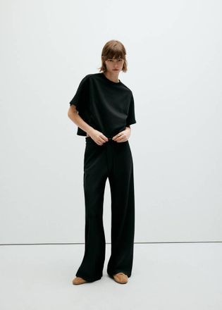 Mango T-shirt d&eacute;tail couture noir - Femme - XXS - MANGO