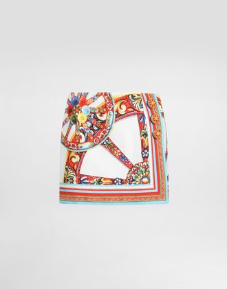 Dolce & Gabbana Minirock Aus Strohgewebe Mit Carretto-print - Frau Collection Mehrfarbig 40