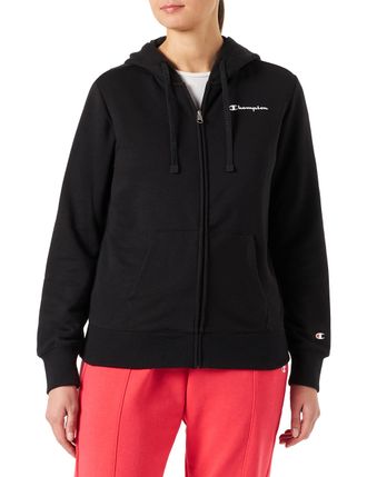 Champion Legacy American Classics Powerblend Terry Small Logo Full Zip Sweatshirt mit Kapuze für Damen, Schwarz, S