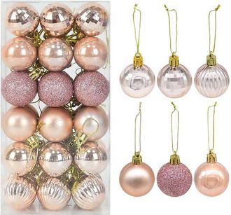 Generic 36 Weihnachtskugeln aus Kunststoff in Roségold, Ornamente und Dekorationen für den Weihnachtsbaum (Champagner)