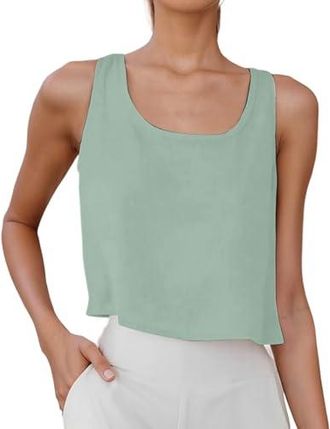 Generic D&eacute;bardeur Femme Coton Tank Top D&eacute;bardeur d&eacute;contract&eacute; en m&eacute;lange de Lin pour Femmes sans Manches avec Fermeture &agrave; Boutons pour Un Style Facile et Confo