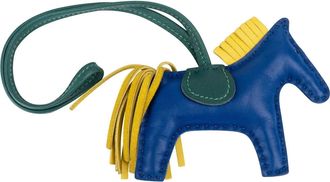 Herm&egrave;s Halskette - Hermes Tricolor Leather Rodeo Pegase PM Pendant - Gr. unisize - in Blau - f&uuml;r Damen