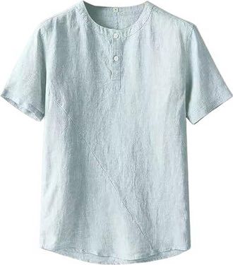 Generic Chemise en lin pour homme - Chemise d&eacute;t&eacute; d&eacute;contract&eacute;e - Pour l&eacute;t&eacute; - Plage - Chemise de loisirs - &Eacute;l&eacute;gante chemise de vacances - Chemise &agrave; manches long