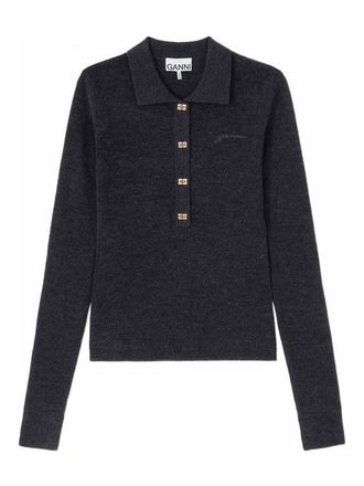 Ganni Poloshirt - Wei&szlig;