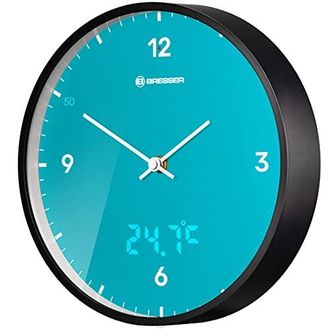 Bresser Bresser MyTime LEDsec Horloge Murale Radio-pilot&eacute;e avec Grand Cadran de 24 cm, Affichage des Secondes LED, temp&eacute;rature int&eacute;rieure et Mouvement Radio-p