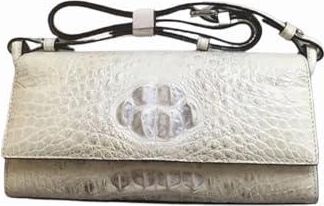 Generic Sac cabas pour femme en cuir de crocodile v&eacute;ritable, petit sac &agrave; rabat, sac bandouli&egrave;re en cuir dalligator authentique pour femme