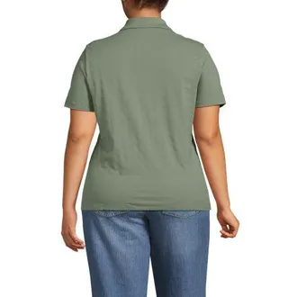 Lands End Piqu&eacute;-Poloshirt, Damen, Gr&ouml;&szlig;e:56-58 plus, Gr&uuml;n, Baumwolle, by Lands End