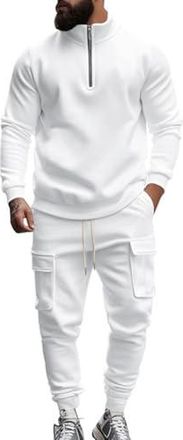 Generic Survetement Jogging Homme Pas Cher Combinaison Ski Homme M Tenue Classe Homme pour Mariage Qamis Ensemble Homme Survetement Blanc Ensemble Bretelle No