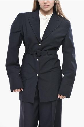 Prada Mohair-Blend Blazer with Padded Shoulders and Belt size 40