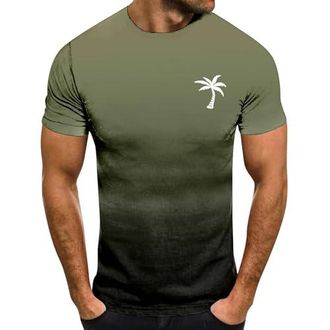 Generic T-shirt pour homme avec d&eacute;grad&eacute; de noix de coco pour homme, couleur unie, manches courtes, imprim&eacute;, Vert arm&eacute;e., M