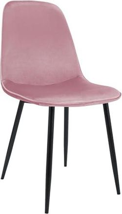 Clp Chaise de Salle &agrave; Manger rembourr&eacute;e Maryam, Chaise de Cuisine avec Dossier et Cadre en m&eacute;tal Noir, supporte jusqu&agrave; 150 kg, Couleur:Rose, Mat&eacute;riel:Velo