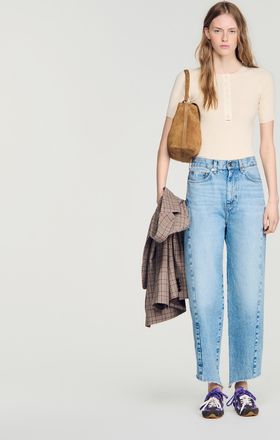 Sandro Pullover mit gerippter Knopfleiste
