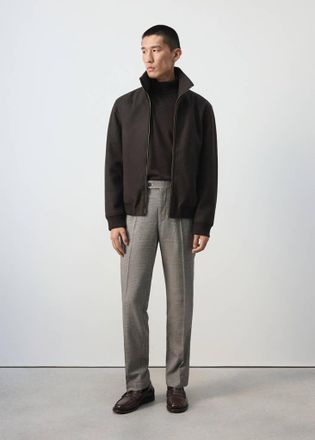 Mango Pantalon laine m&eacute;lang&eacute;e &agrave; carreaux beige - Homme - 38 - MANGO MAN