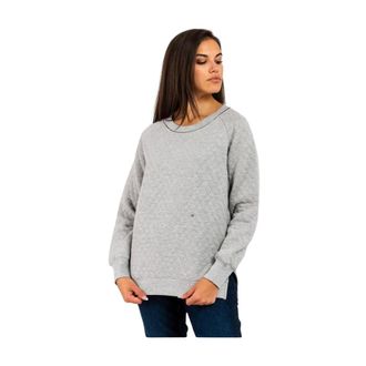 Gas Gas, Femme, Sweatshirts et sweats &agrave; capuche, Gris, Taille: 34 FR SweaT-shirt classique en coton avec poignets et ourlet c&ocirc;tel&eacute;s