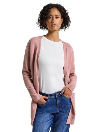 Street One Damen 2515457 Offener Cardigan, Faded Rose Mel, 42
