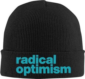 Generic Chapeau dHomme, Mots Radical optimisme Police de Fond Noir Hommes Femmes Unisex Chapeau tricot&eacute; Tuque Pull Bonnet Hiver Chaleureux Cadeau de No&euml;l