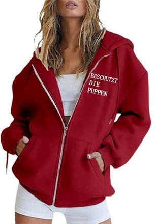 Generic Sweat &agrave; capuche pour femme, veste &agrave; capuche longue, sweat &agrave; capuche avec manches longues, fermeture &eacute;clair, manteau surdimensionn&eacute;, style sport, ferme