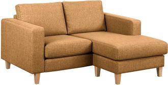 Norrwood home24 Ecksofa 1-Sitzer mit Longchair Gelb Webstoff Lark 154 x 86 x 140cm Longchair davorstehend rechts Skandi