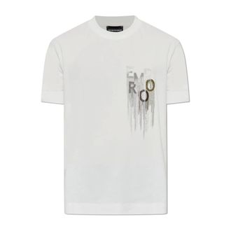 Emporio Armani Homme, Tops, Blanc, Taille: M T-shirt &agrave; logo