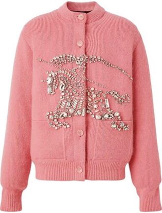 Burberry Pink Crystal Embellished Cardigan Size M