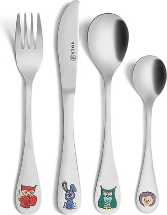 Sola Waldtiere Kinderbesteck-Set - 1 Person - 4 teilig - Hochwertiger Edelstahl