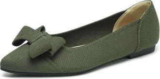 Generic Chaussures de danse latine pour femme - Chaussures plates &agrave; enfiler pour femme - Confortables et &eacute;l&eacute;gantes - Avec noeud - Bleu - Pointure 38 - Confort