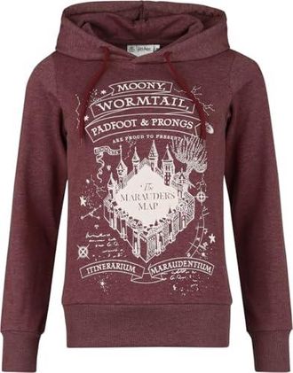 Harry Potter La Carte du Maraudeur Femme Sweat-Shirt à Capuche Bordeaux S