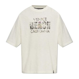 Palm Angels T-Shirt Mit Print - - Tops - Herren - Beige - L
