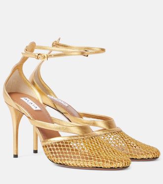 Alaia Alaïa Escarpins Infradito Fishnet 90 en cuir