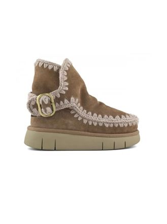 Mou Stiefel - Buckle Strap Bounce Boot In Double-Faced Lambskin - Gr. 39 (EU) - in Beige - f&uuml;r Damen