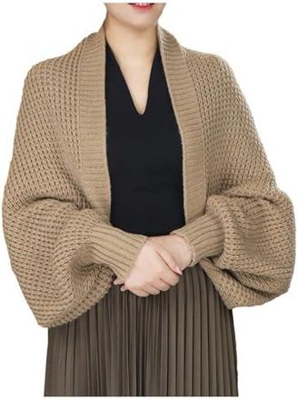 Generic Produit catégorie Scarf Châle tricoté élégant pour Femmes | Cardigan Ample à Manches Longues et écharpe Fonctionnelle - Accessoire Polyvalent (Coffee,