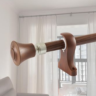 Generic 70 cm Lange Gardinenstange F&uuml;r Die Wandmontage, Holzmaserungs-Design, Aluminiummaterial, R&ouml;mische Vorhangstange F&uuml;r Wohnzimmer, Schlafzimmer, B&uuml;ro-Rau