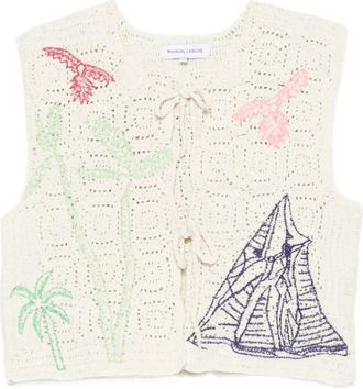 Maison Labiche Femme, Tops, Beige, Taille: 40 FR Crochet Knit Sleeveless Top