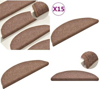 vidaXL Treppenmatten 15 Stk. Braun 56x17x3 cm - Stufenmatte - Treppenmatte - Treppenl&auml;ufer - Rutschfeste Matte - Trittsicherheit - Home & Living