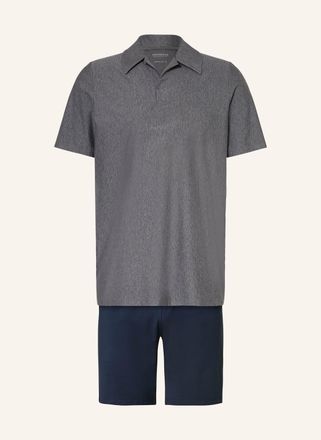 Schiesser Shorty-Schlafanzug Selected Premium Jacquard blau