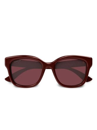 Gucci Sonnenbrille mit eckigem Gestell - Rot