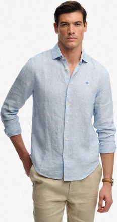Superdry Riviera - Chemise en lin m&eacute;lang&eacute; &agrave; manches longues - Bleu