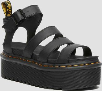 Dr. Martens Blaire Quad Hydro Leder Plateau Gladiator Sandalen in Schwarz, Größe: 42