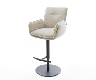 DELIFE Barstuhl Nela-Flex Webstoff Soft Beige Drehfu&szlig; h&ouml;henverstellbar Metall Schwarz, Barst&uuml;hle