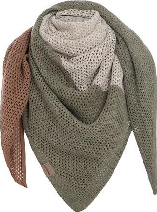 Knit Factory Lacey Châle Tricoté - Foulard carré - Foulard femme pour le printemps et lété - Écharpe Femme - Châle Femme à motif de feuilles - Botanic Beige - 190x