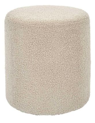 HowHomely | Pouf rund 35x35x35 cm - Sitzhocker aus Boucl&eacute; Stoff, beige, weich & modern, Polsterhocker f&uuml;r Wohnzimmer, Schlafzimmer, Flur, Deko Sitzpouf