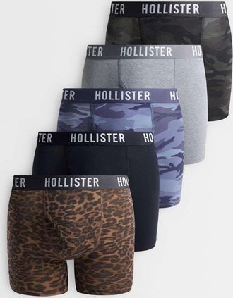 Hollister lot de 5 boxers &agrave; ouverture frontale imprim&eacute; l&eacute;opard et camouflage-Multi