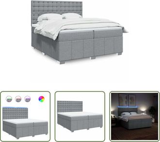 vidaXL vidaXL LED-Beleuchtung - Boxspringbett mit Matratze Hellgrau 200x200 cm Stoff
