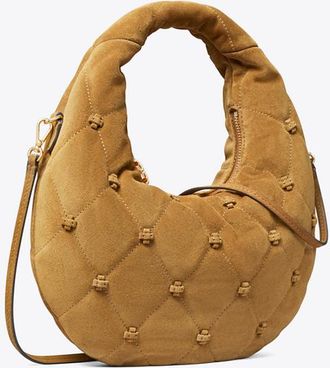 Tory Burch Bunny Knot Crescent Bag aus Wildleder