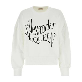 Alexander McQueen Logo-Print Baumwoll-Sweatshirt - - Sweatshirts & Hoodies - Damen - Wei&szlig; - S