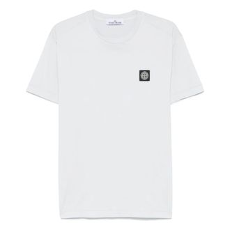 Stone Island Homme, Tops, Blanc, Taille: L T-Shirt D&eacute;contract&eacute; en Coton