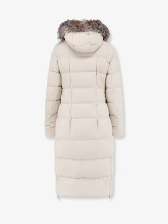 Moorer Womens Long Down Coat Zagar-Kn Water-Repellent Stretch Beige Polyamide Jacket
