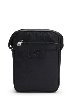 HUGO BOSS Hommes Nesh R NS Zip Sac reporter en similicuir grain&eacute; &agrave; logo revisit&eacute;